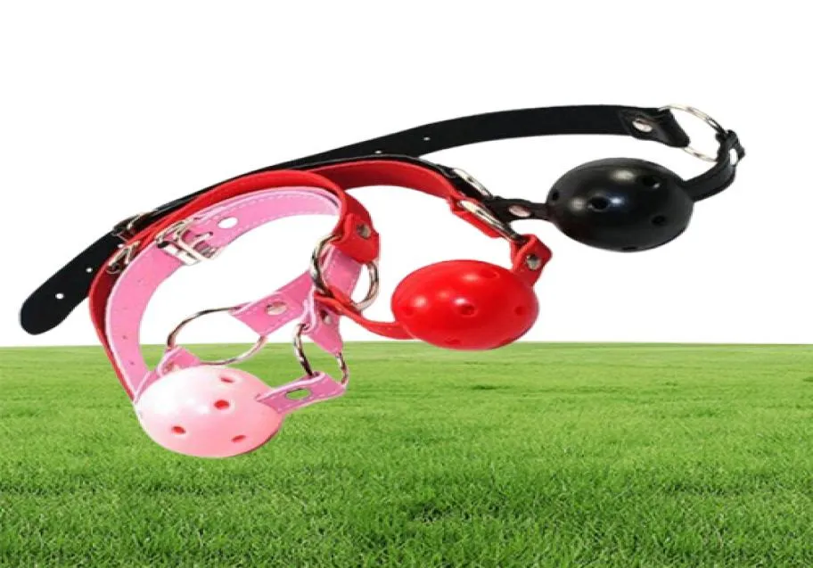 Leather Open Mouth Gag Ball Harness Restraints Erotic Games Oral