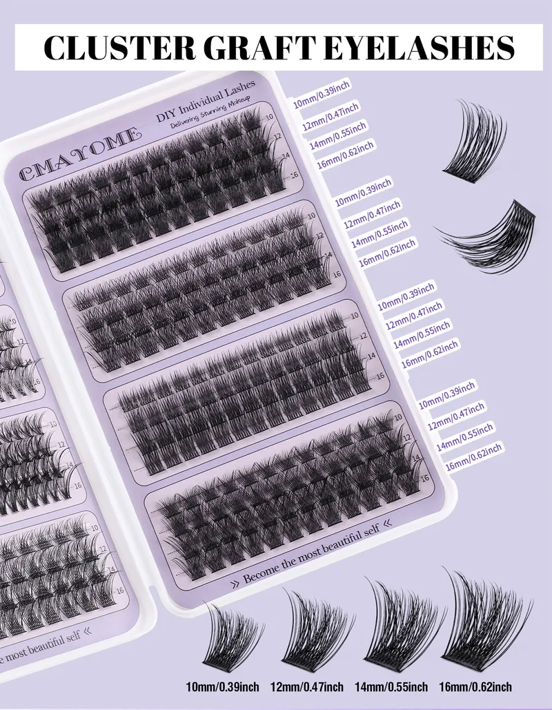 Natural Fluffy DIY Individual Eyelashes 484 Clusters Thick Curled ...
