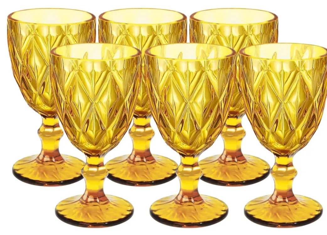 Vintage Wine Goblets Elegant Glass Water Goblets, Set Of Colored ...