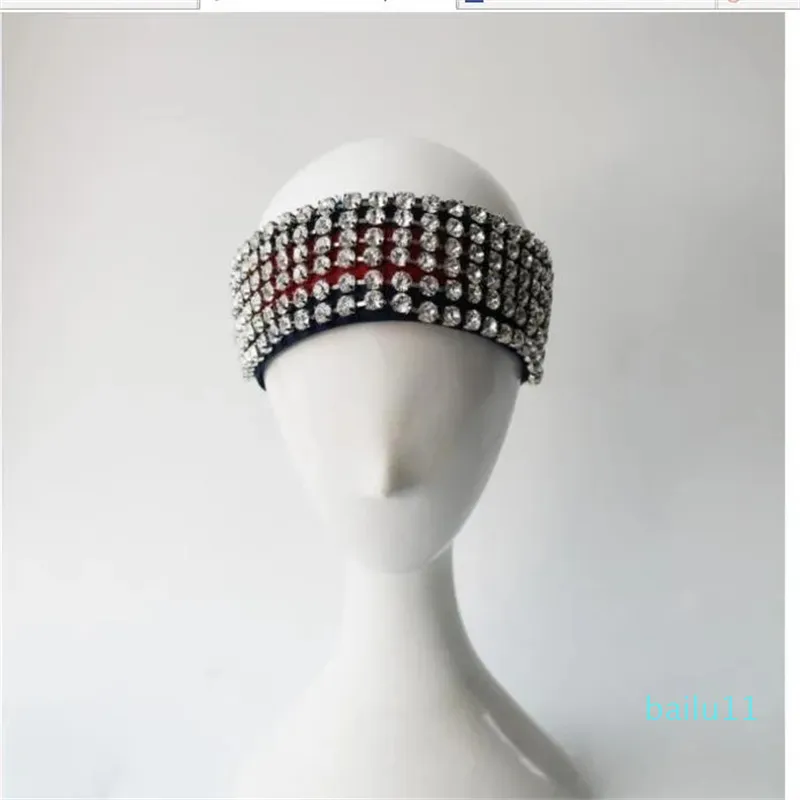 Elastic Stripe Full Rhinestone Headband Designer Runway Headwrap With ...