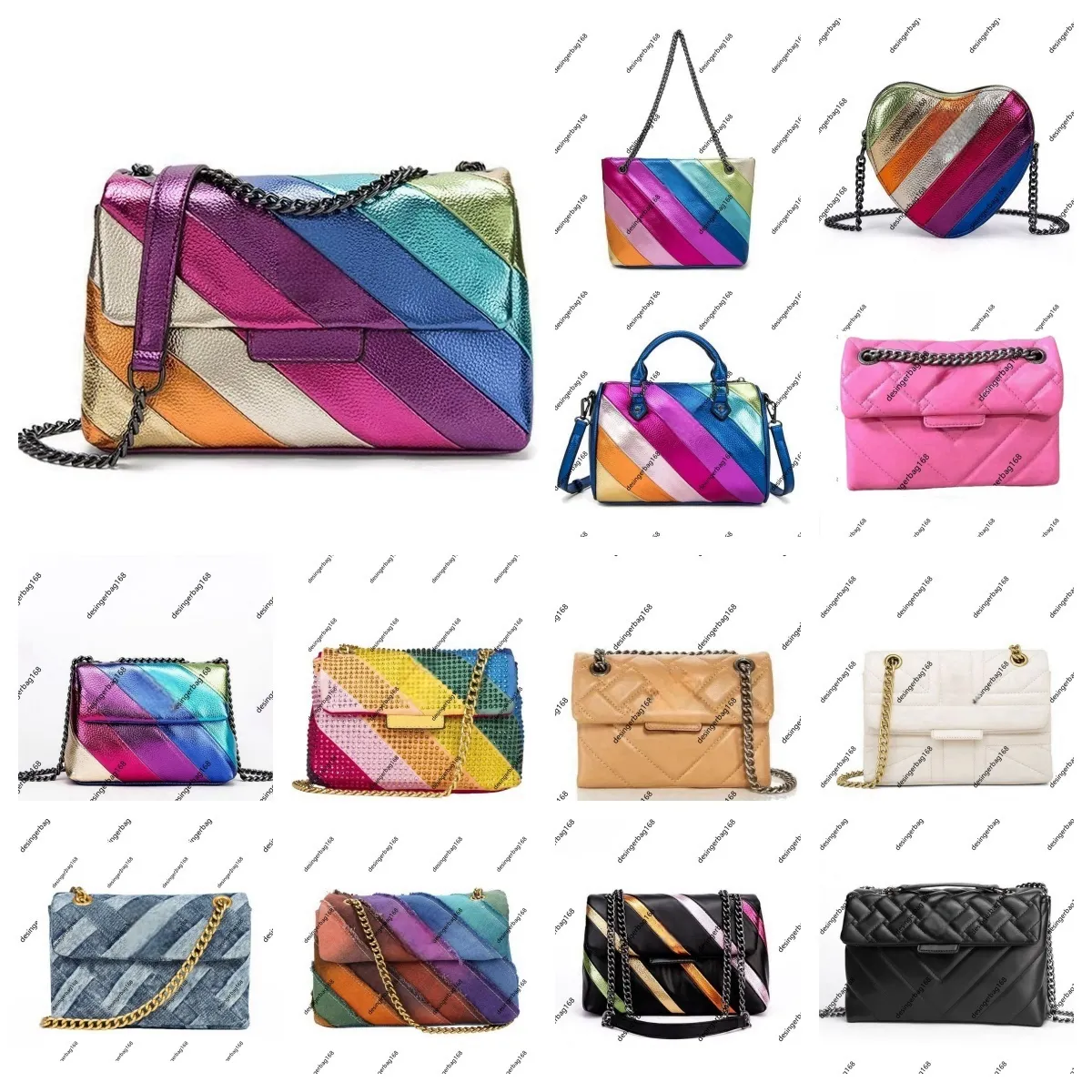 Designer Eagle Rainbow Leather Shoulder Bag Two Tone Crossbody With ...