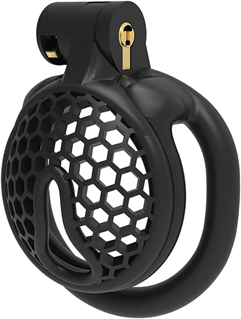 Small Cage For Male Sub Cage With Lock Design Black Plastic Penis Cage ...