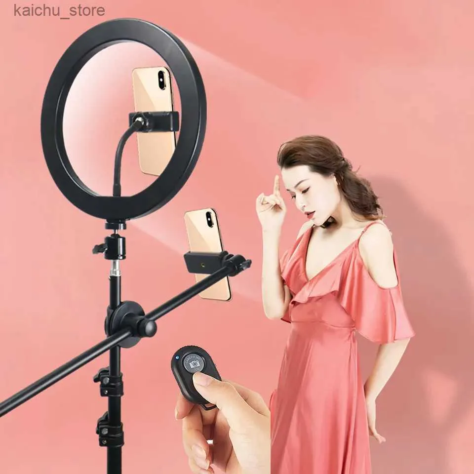 Phone tripod with ring light and boom arm tripod for video and ...
