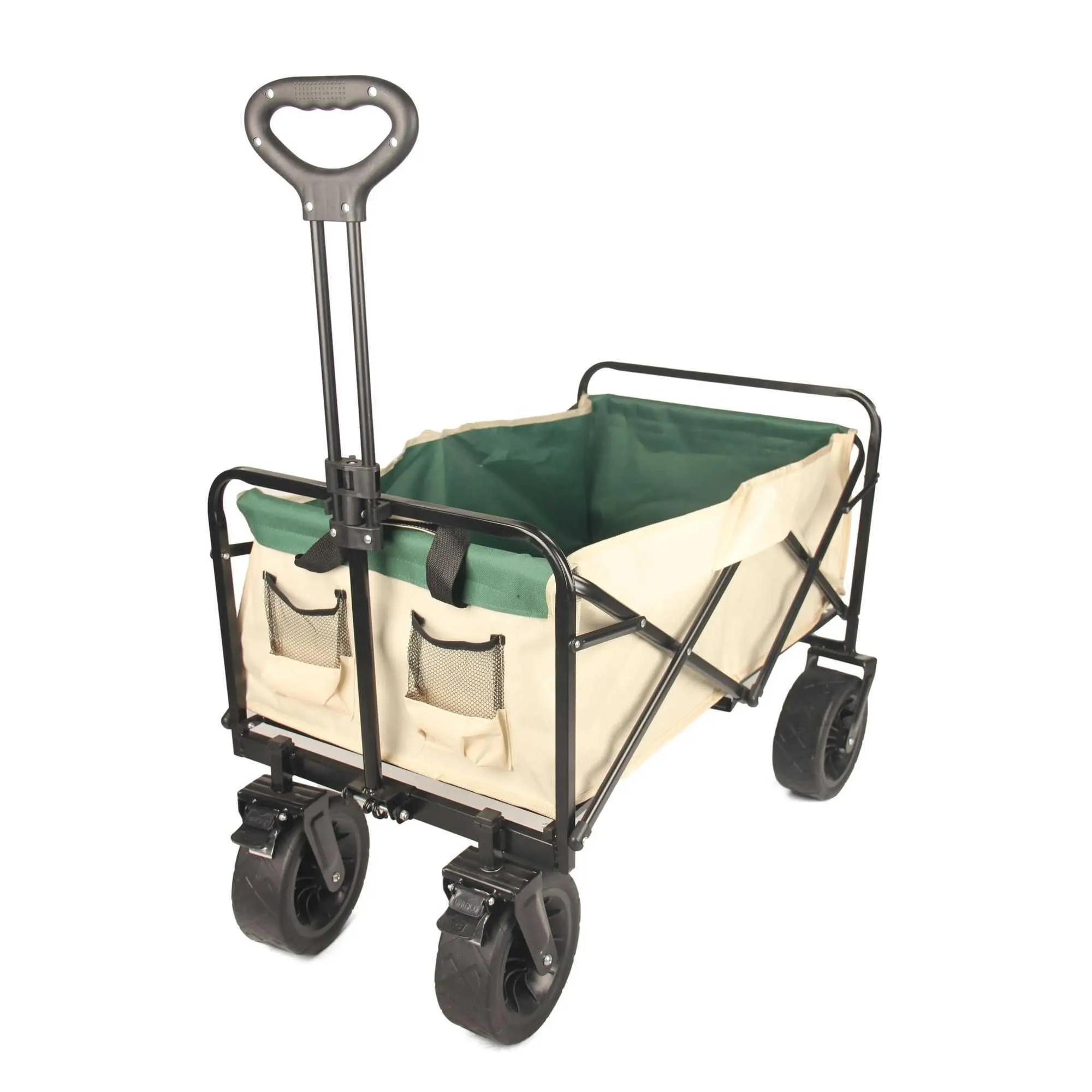 Folding Wheeled Shopping Cart: Heavy Duty Beach Cart With Large Wheels ...