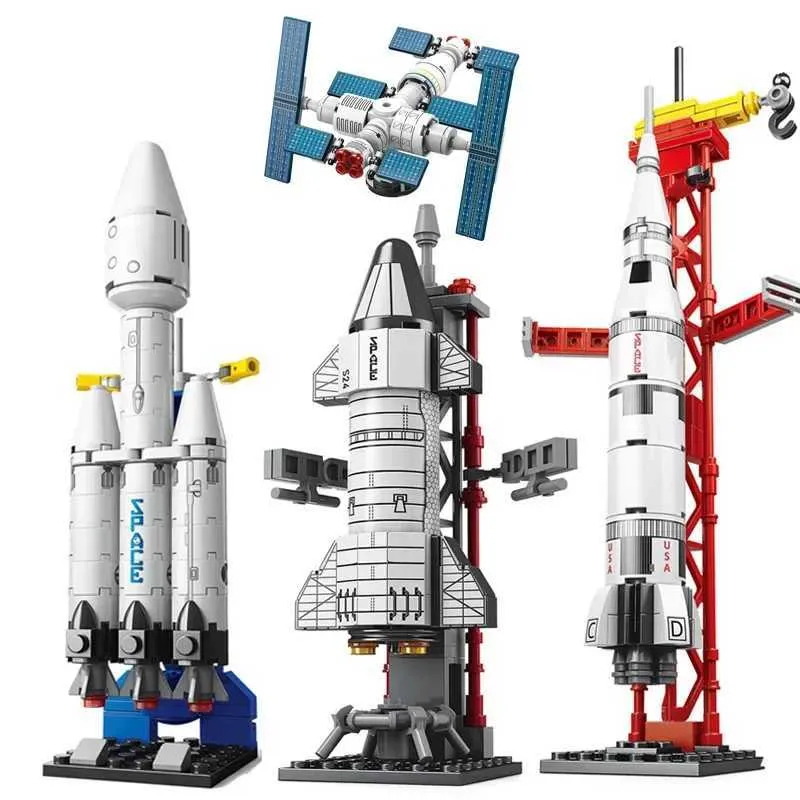 Mini Aviation Manned Rocket Model Atomic Building Blocks Set Space ...