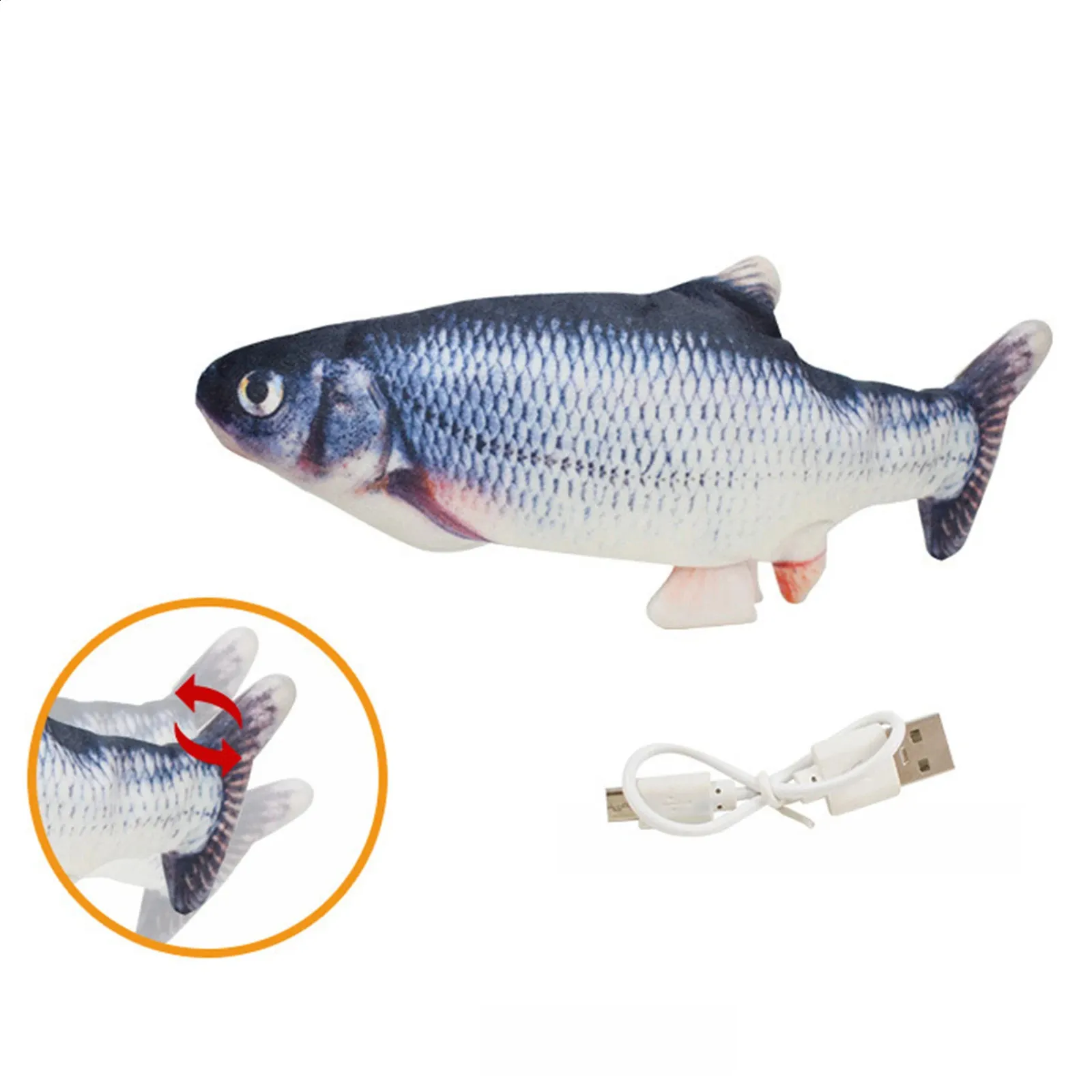 Interactive Electric Moving Rechargeable Fish Cat Toy Realistic ...