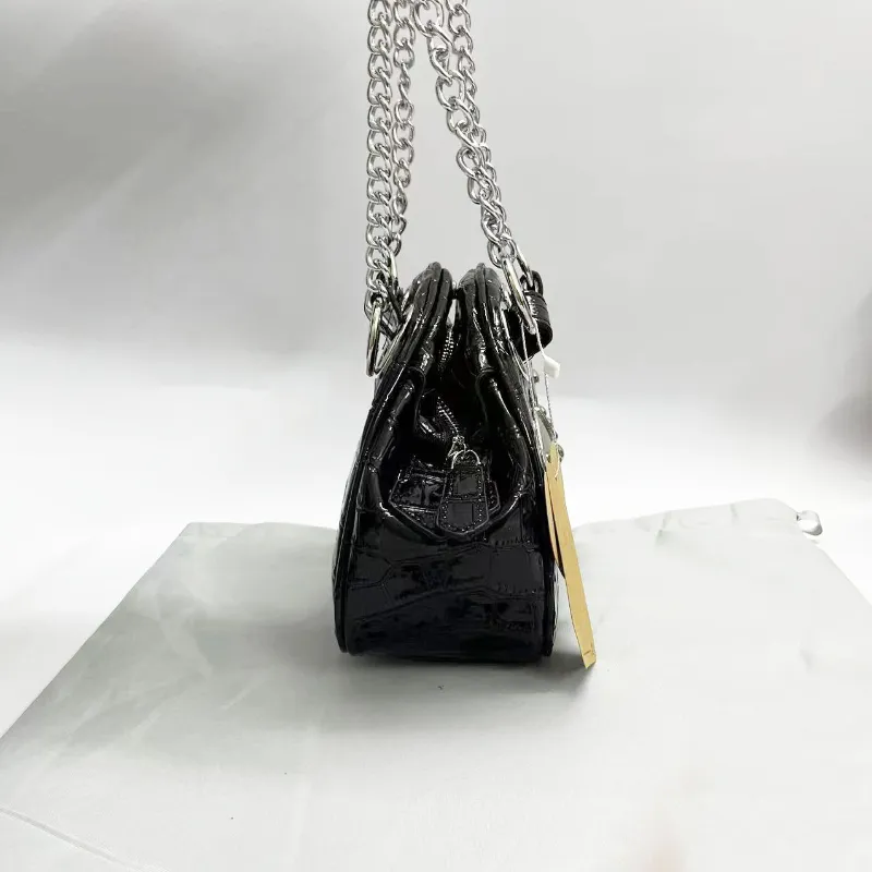 Crocodile Pattern Shoulder Bag: Stylish Bowling Bag with Saturn ...