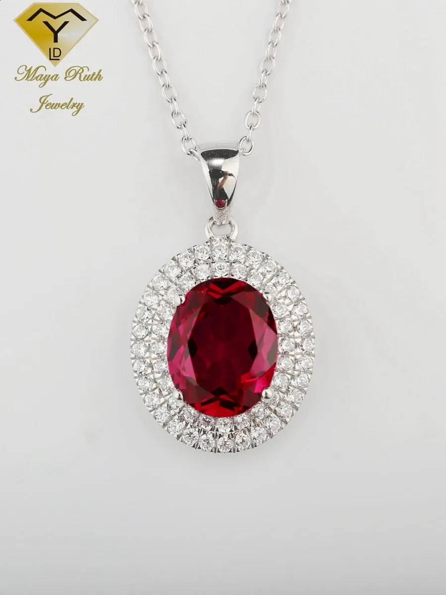 Vintage-Inspired Ruby Pendant Necklace: 925 Sterling Silver, Oval Red ...