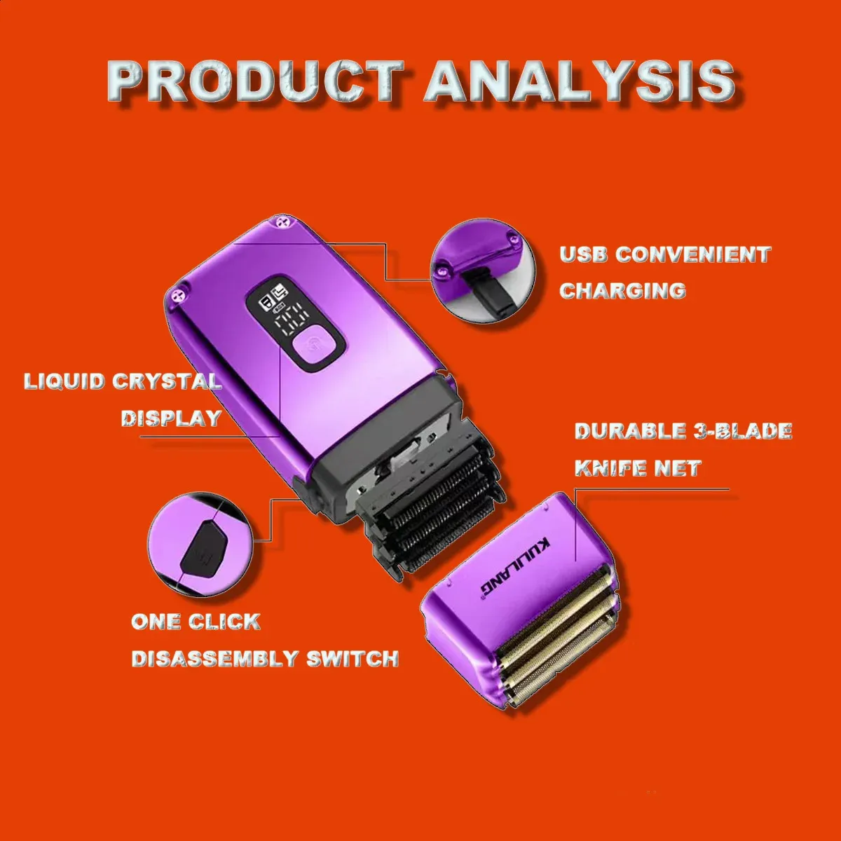 Professional Electric Hair Shaver - Titanium Blade, Gradient Trimmer ...