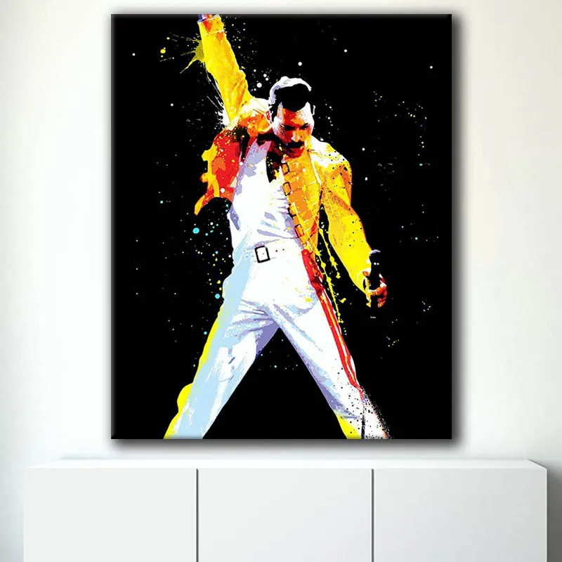 Freddie Mercury Wall Art, Music Star Poster, Watercolor Art Canvas ...