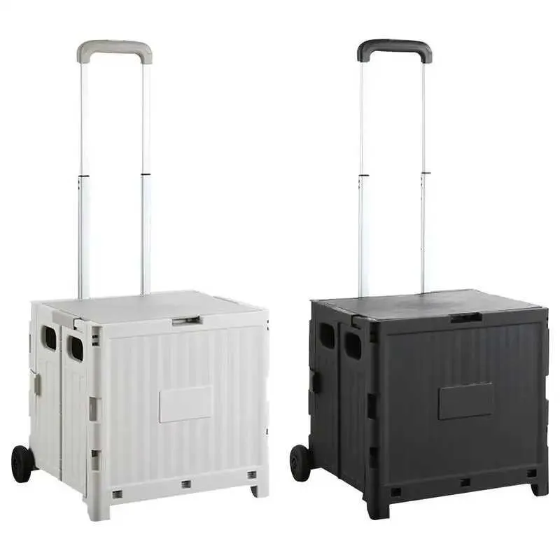 Portable Rolling Cart with Telescopic Handle - Ideal Grocery Rolling ...