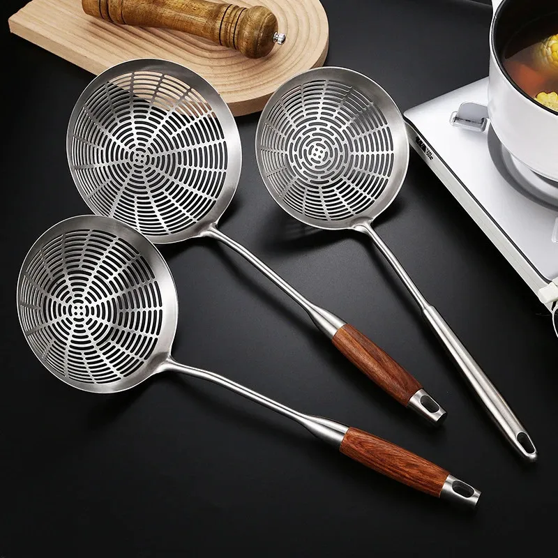 304 Stainless Steel Kitchen Colander with Wooden Handle - Noodle ...