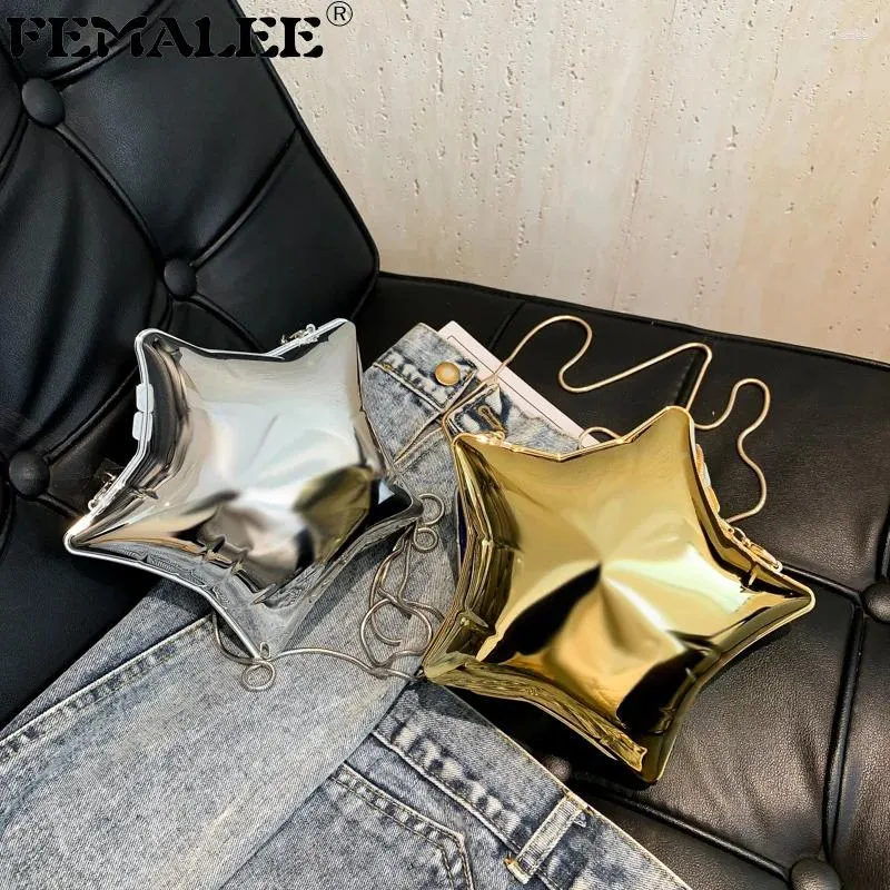 FEMALEE Ins Pentagram Crystal Chain Evening Bag Acrylic Five Pointed ...