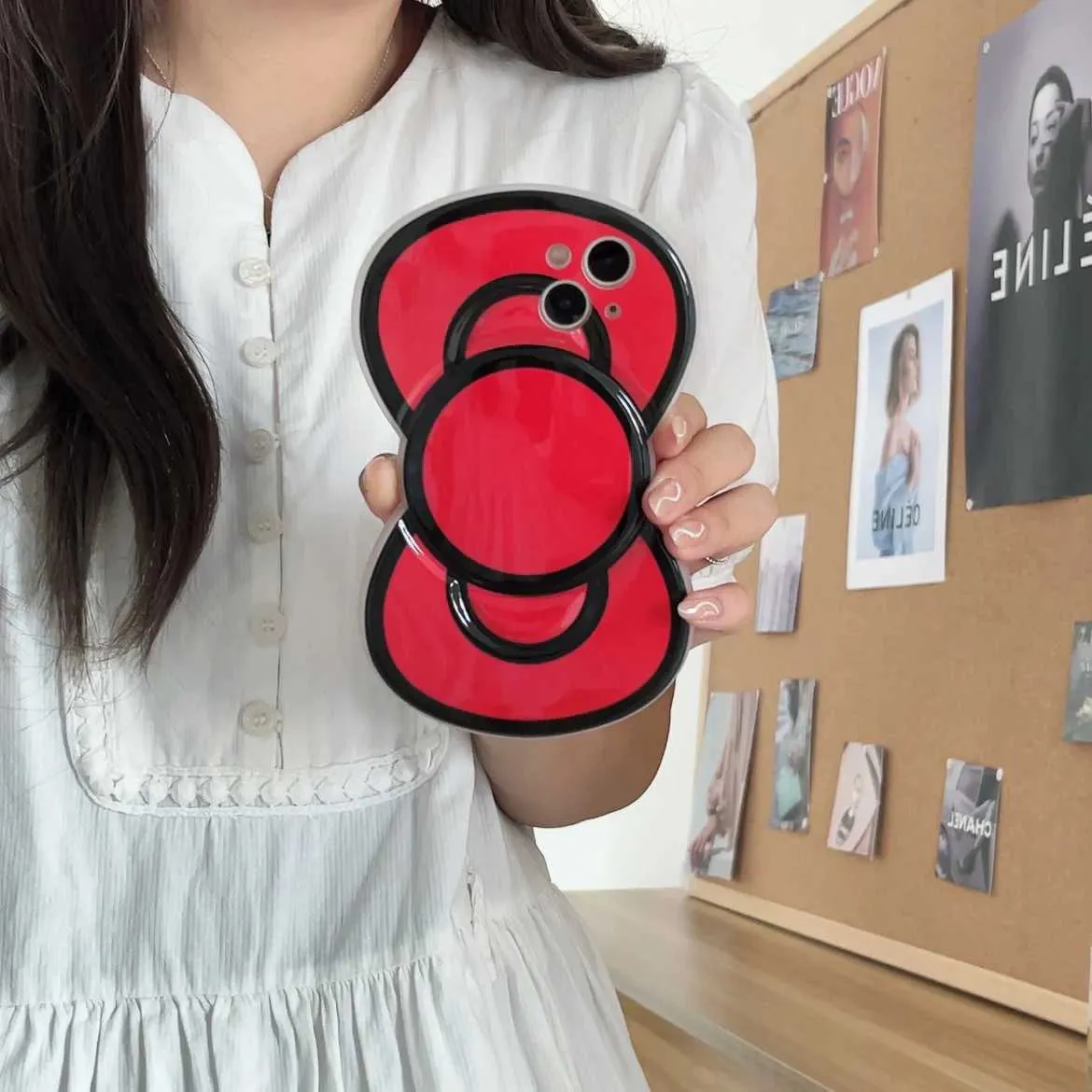 Solid Black Edge Bow Phone Case Protective Cover for iPhone 15 14 13 11 ...