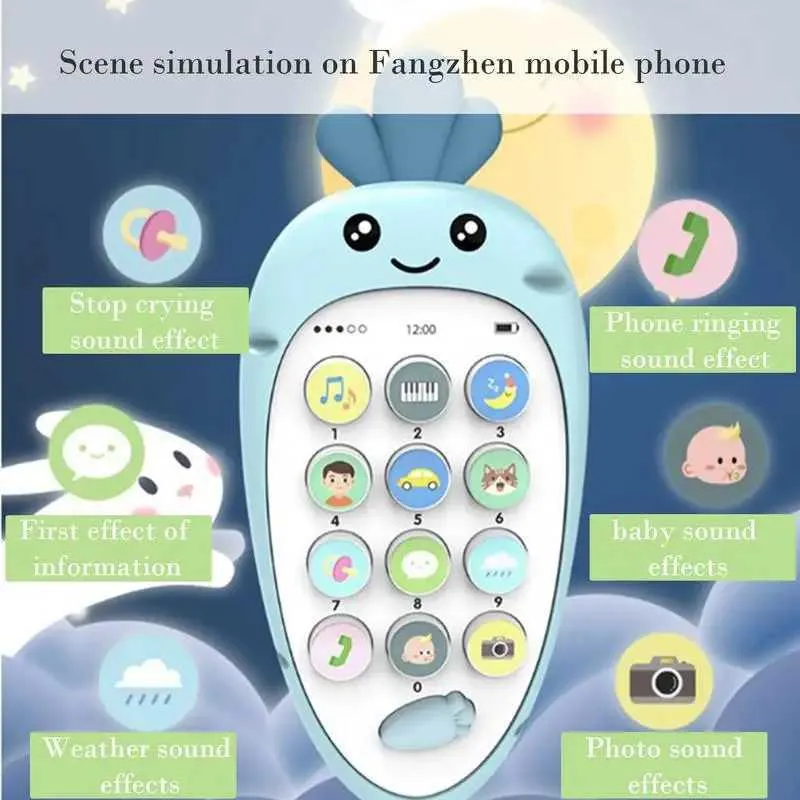 Musical Teething Phone Toy for Infants - Early Educational Mobile Toy ...