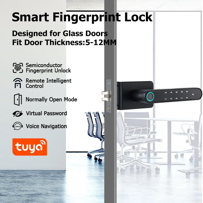 Secure Your Door With Smart Glass Tuya Smart Door Lock Fingerprint Tech ...