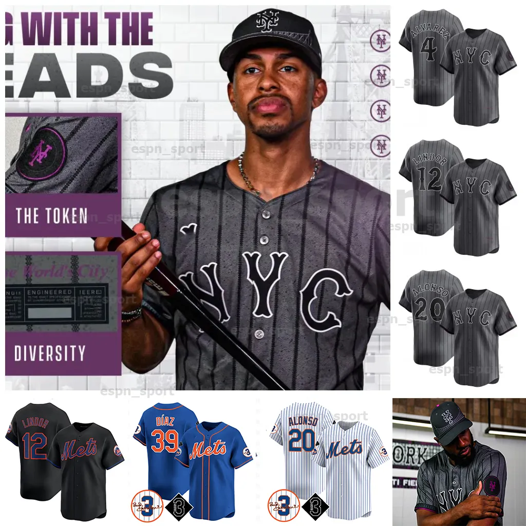 Mets Francisco Álvarez 2024 City Connect Jersey Pete Alonso Martinez ...