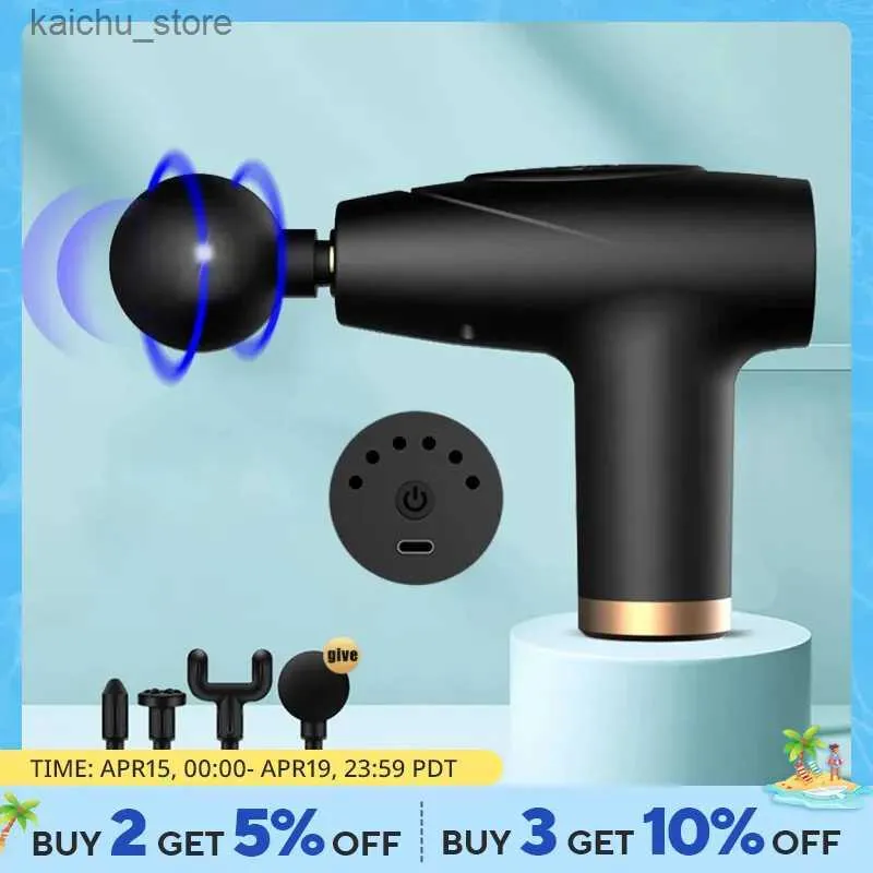 Electric massagers Black 4-head Mini Fascia Gun Multi stage Massage Gun ...