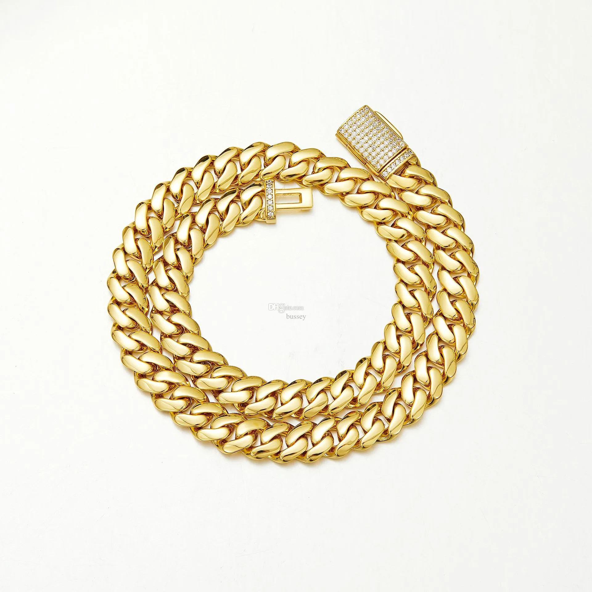 Miami Cuban Link Chain Necklace Designer Women 12/14mm Wide Micro ...