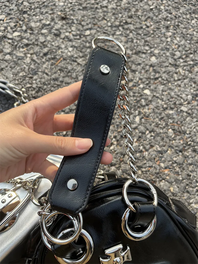 Crocodile Pattern Shoulder Bag: Stylish Bowling Bag with Saturn ...