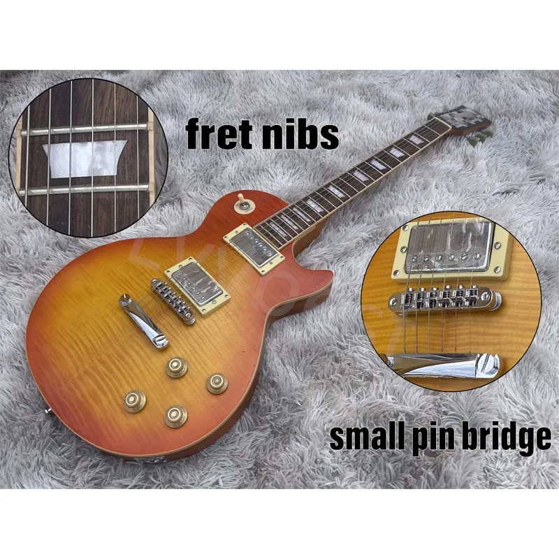 Electric Guitar With Flame Top, HH Pickups, Thin Cherry Burst Finish ...