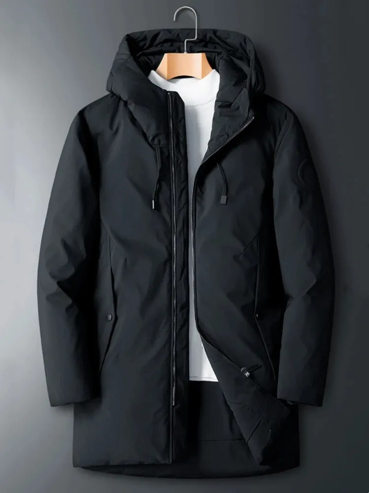 90% White Duck Down Mens Winter Inflatable Jacket Hooded Windproof Warm ...