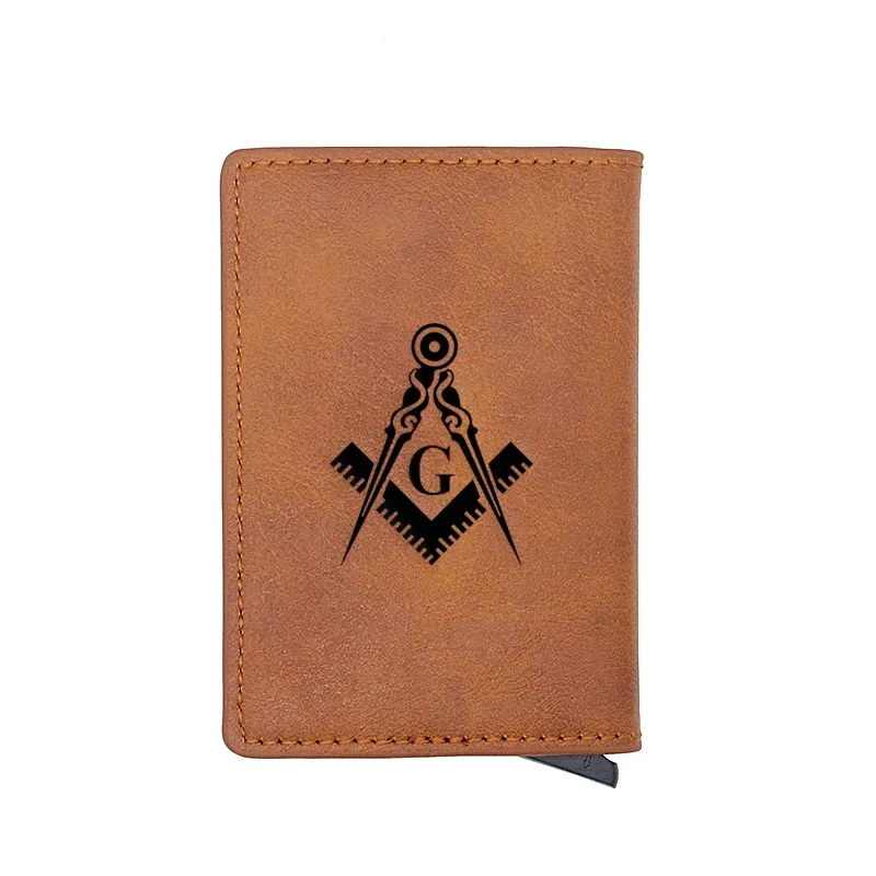 Wallets Laser Engraving Masonic Credit Card Holder Men Women Metal Rfid ...