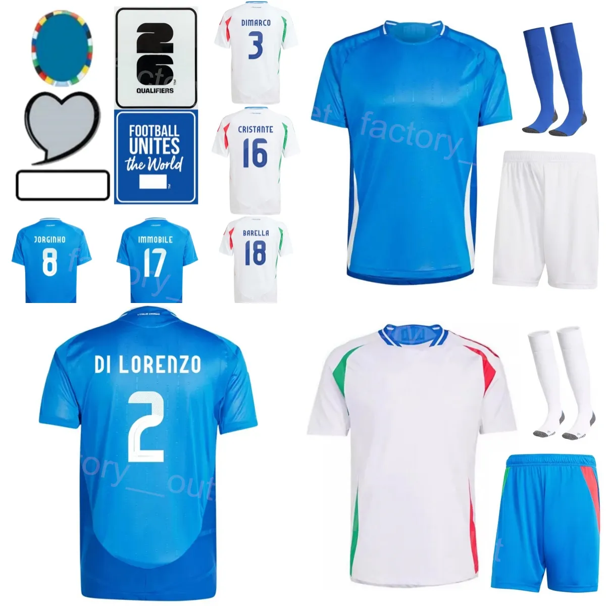 Italia Soccer Jerseys Euro Cup 24 25: Italy FC Jersey Retegui 9, Di ...