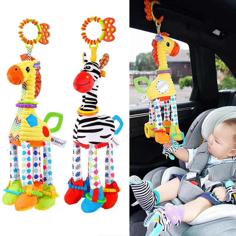 Soft Giraffe Zebra Animal Handbells Rattles Plush Infant Baby ...