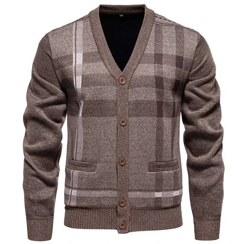 Premium Quality Mens Plaid Cardigan V Neck Knitwear For Autumn Shop