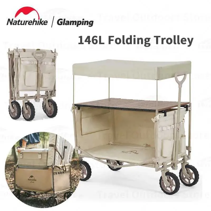 Portable Folding Grocery Cart With Roof Heavy Duty Collapsible Wagon ...