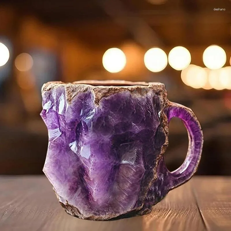 Colorful Agate Resin Mugs with Spoon - Large Capacity Tea, Coffee, Milk ...
