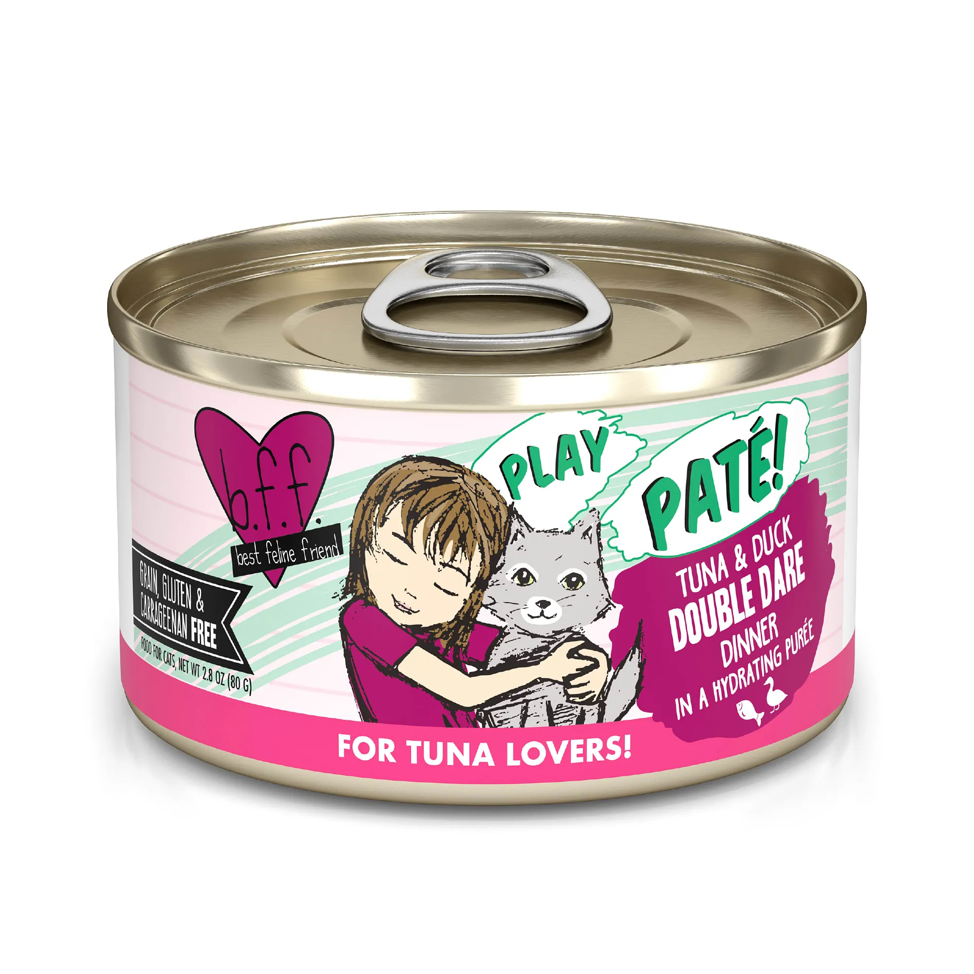 Hydrating Tuna & Duck Dinner Wet Cat Food - B.F.F. P.L.A.Y. Puree, 2.8 ...
