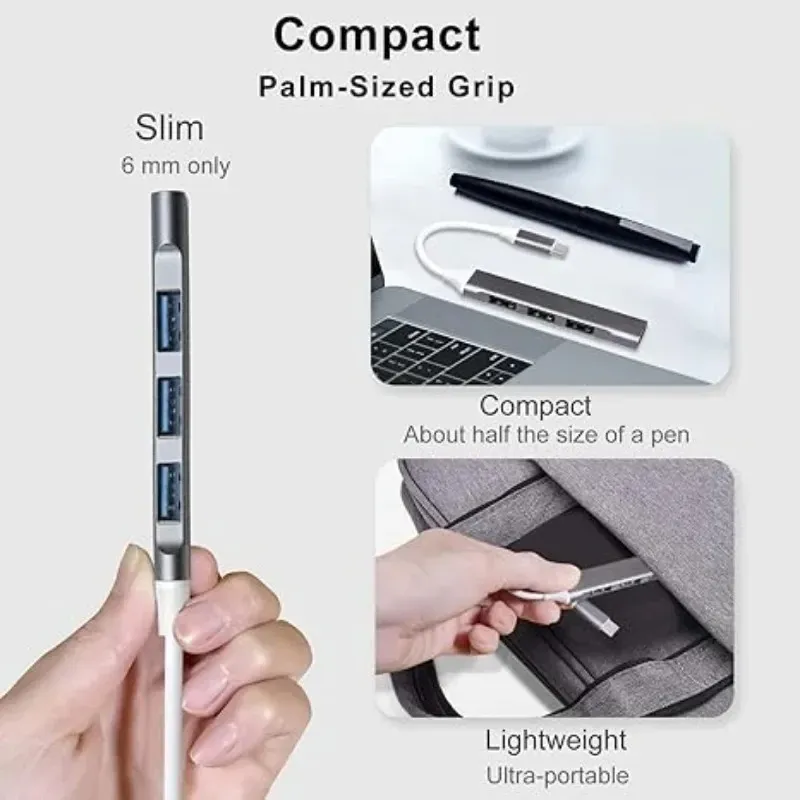 Mac USB C Hub: 4-Port USB/C 3.0 Adapter for Macbook Pro/Air M1, Type-C 3.1 Splitter OTG for PC ...