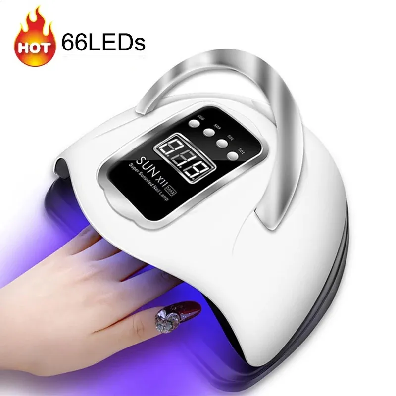 LED nail lamp 6W UV gel nail polish dryer with 66 beads and motion ...