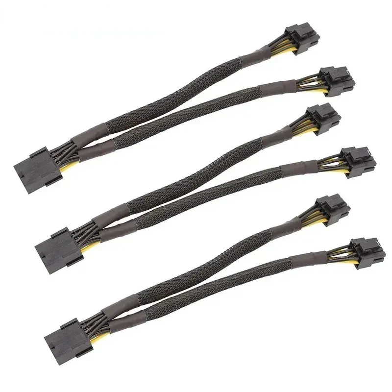 25cm Braided Y-Splitter GPU Adapter Cable: PCIe 8 Pin Female to Dual ...