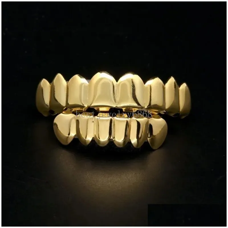 Gold Dental Gold Plated Teeth Grillz Set For Men High Quality Hip Hop ...