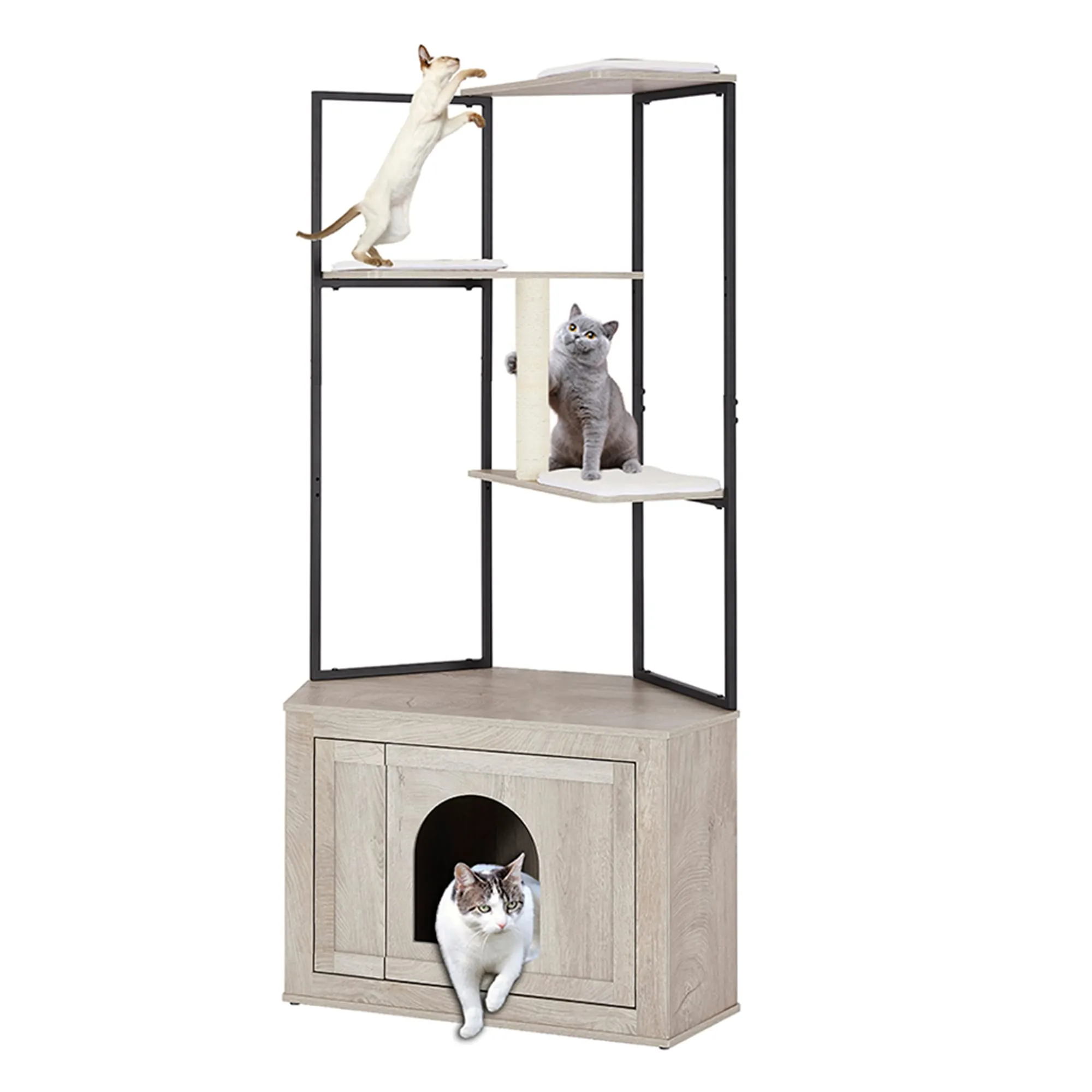 Gray Corner Cat Cat Tower Enclosure With Tree Tower Available In ...