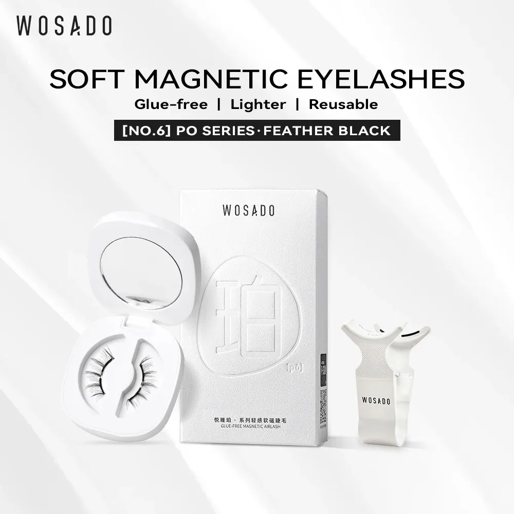 WOSADO Magnetic Eyelashes No.6 FEATHER BLACK Professional Premium ...