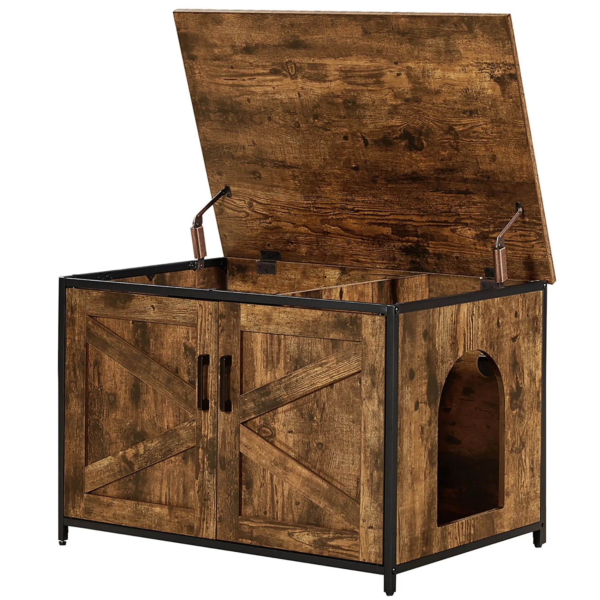 Rustic Cat Litter Box Enclosure with Top Entry - XLarge Furniture ...