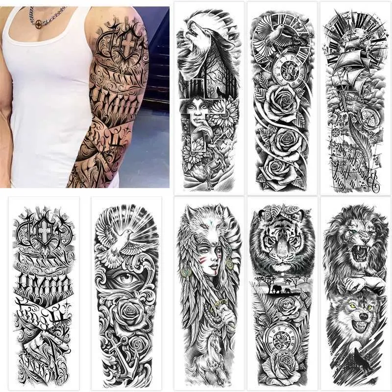 Large Temporary Tattoos For Men, Big Size Arm Sleeve Tattoo Sticker ...
