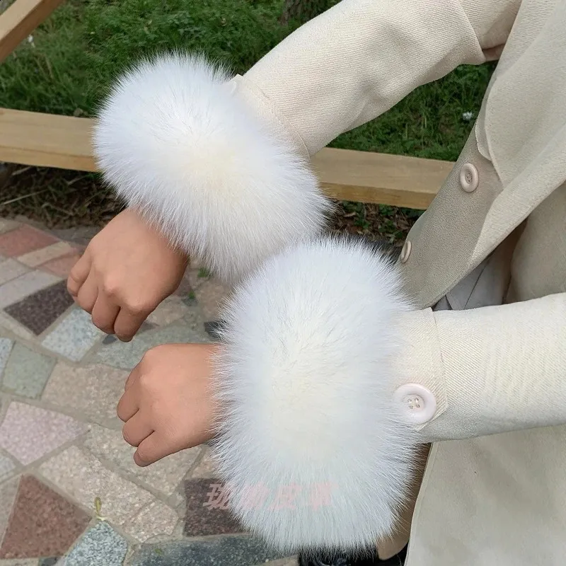 100% Genuine Natural And Genuine Fox Fur Cuffs For Womens Jackets Warm ...