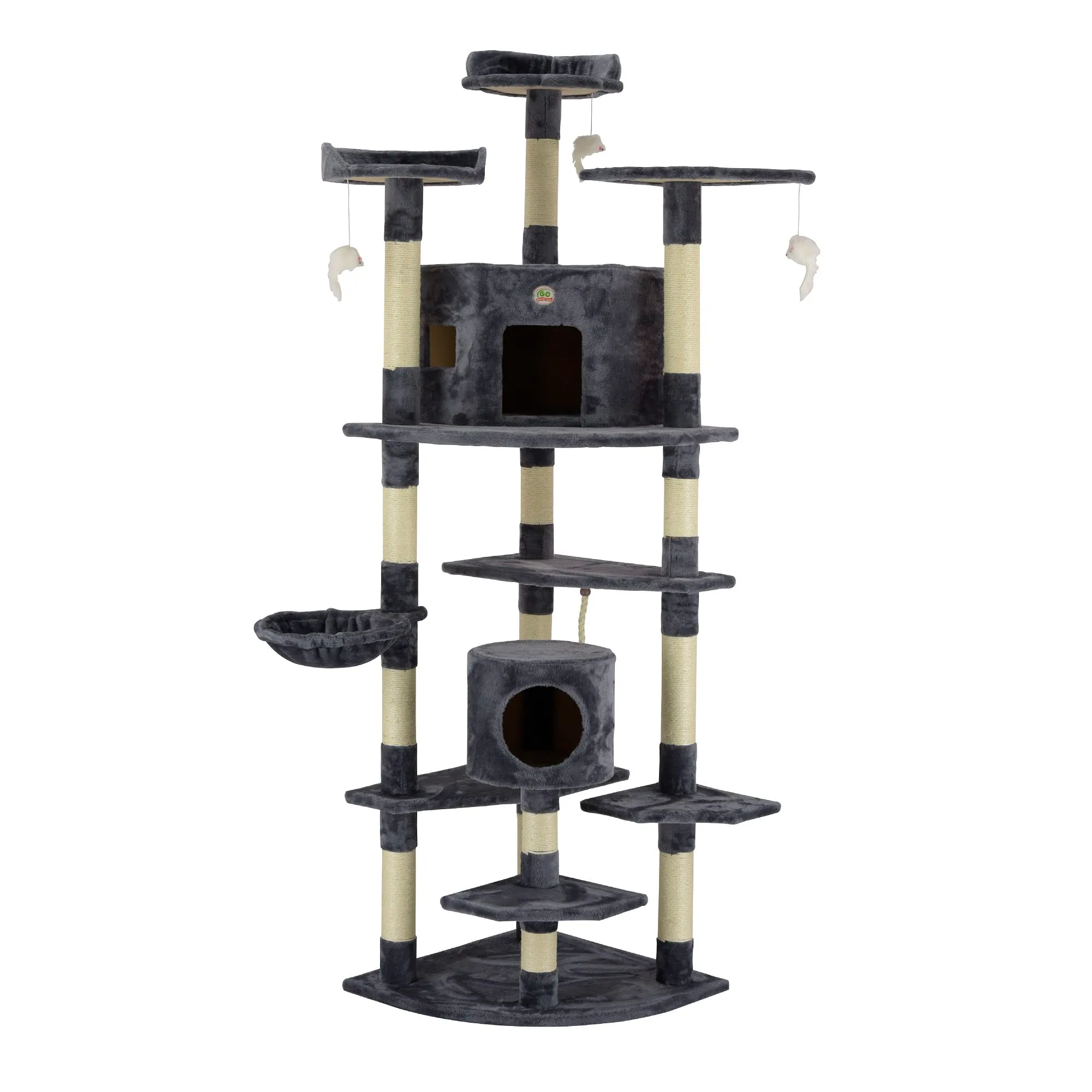 Premium 80 Inch Cat Tree with Wicker Basket & Toys - Shop Now for ...