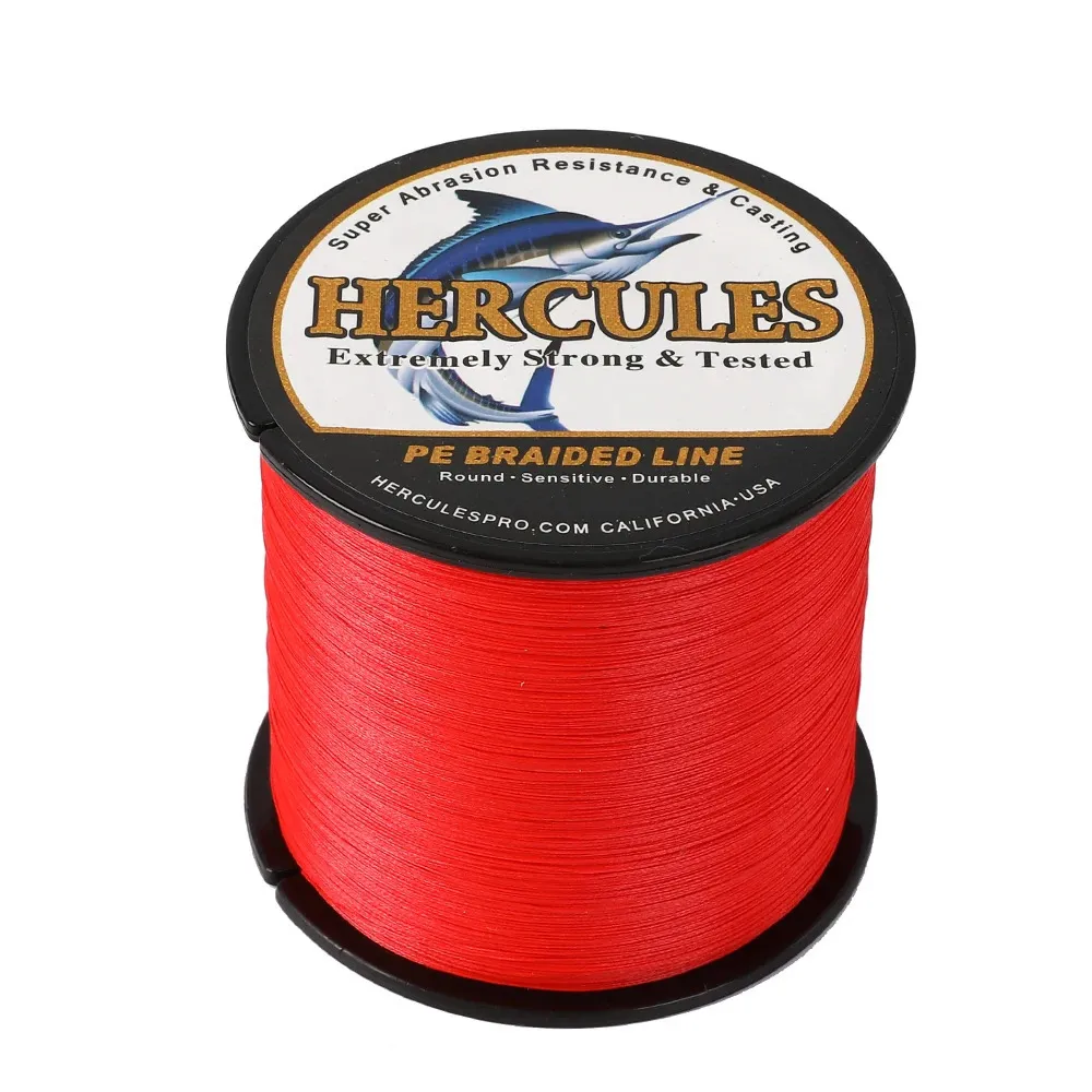 Hercules Braided Fishing Line, 8 Strands Red, 100M/300M/500M/1000M/1500M/2000M, Saltwater ...
