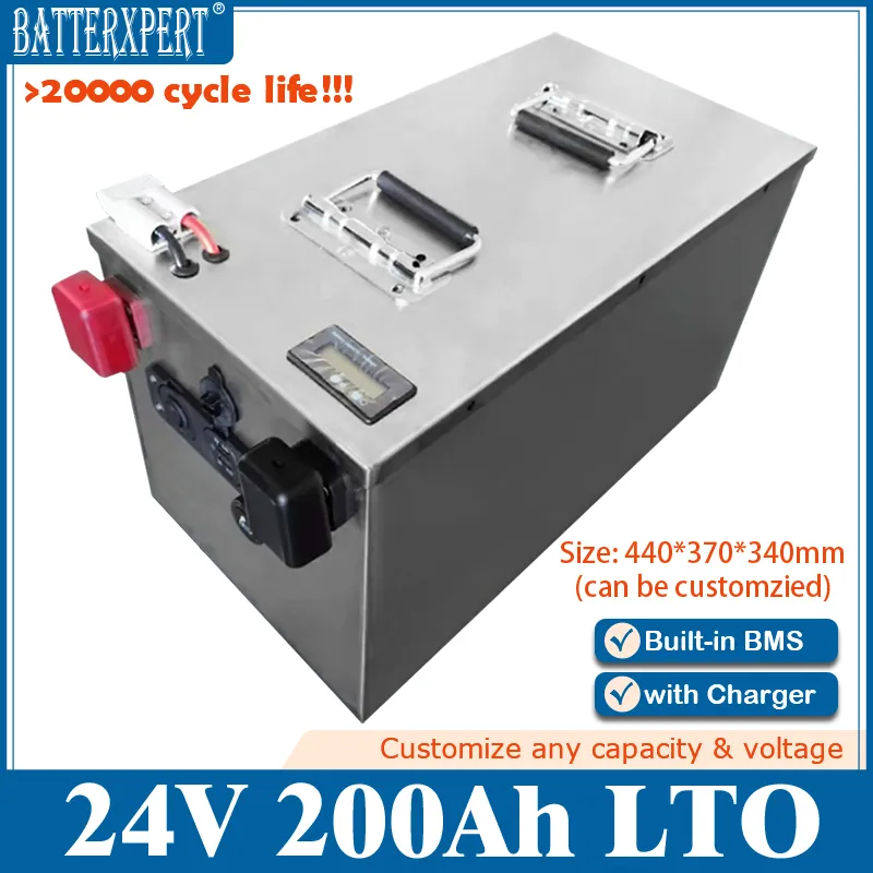 Waterproof 24V 200Ah Lithium Titanate 200ah Battery Box With 100A BMS ...