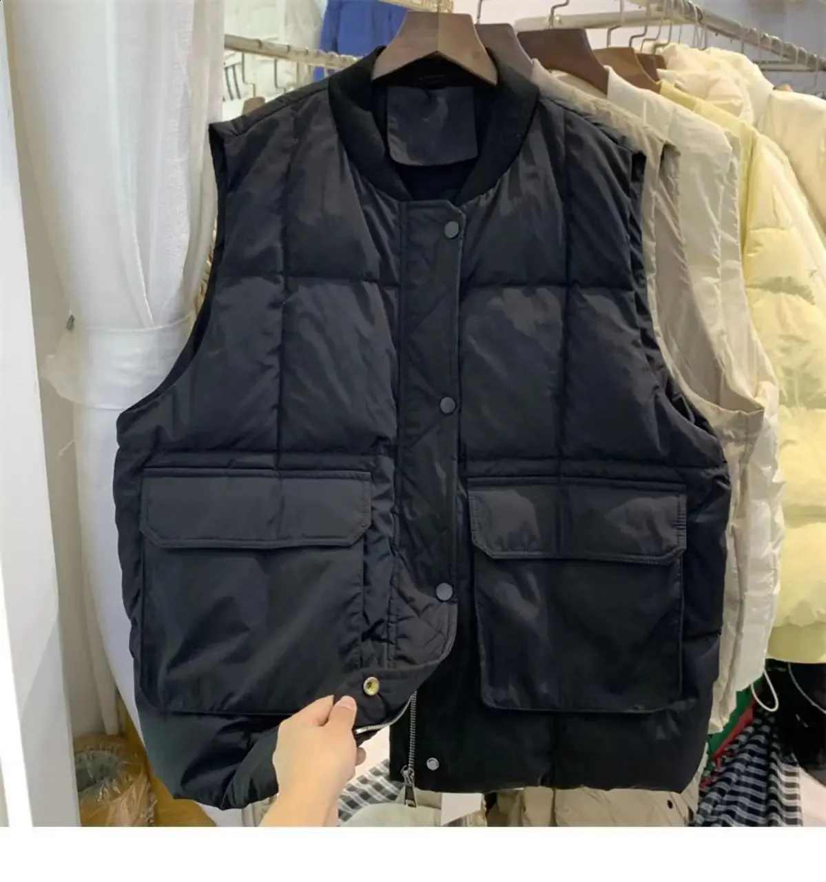 Down Cotton Vest Women Winter Warm Waistcoat Ladies Oversize Sleeveless ...