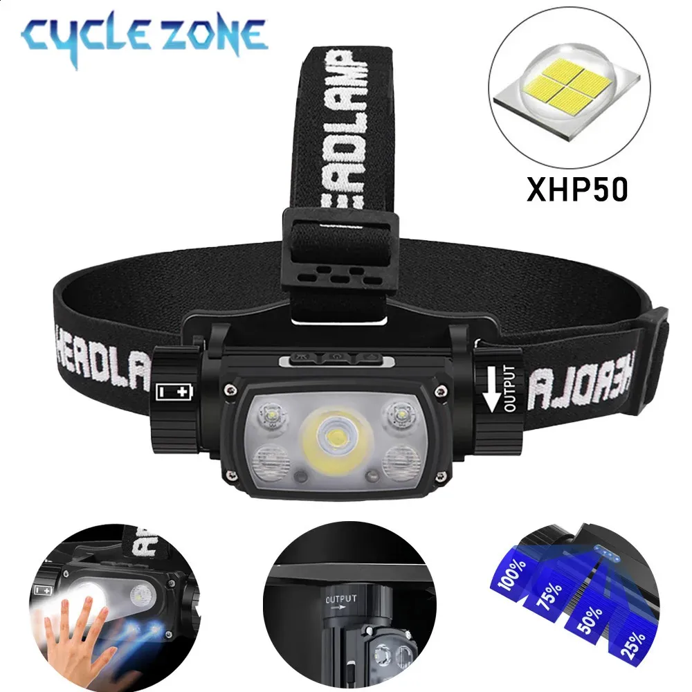 5 LED XHP50 Rechargeable Sensor Headlamp with Type-C Charging for ...