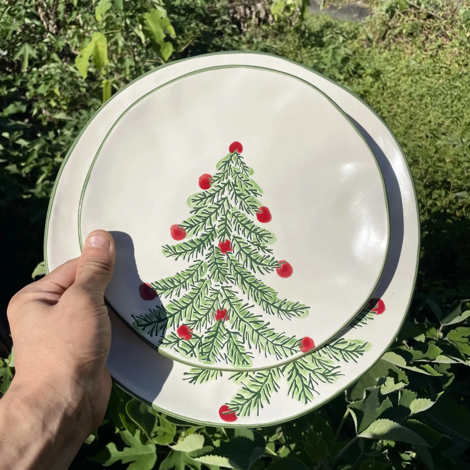 Illustration Hand-Painted Underglaze Color Christmas Tree Ceramic ...