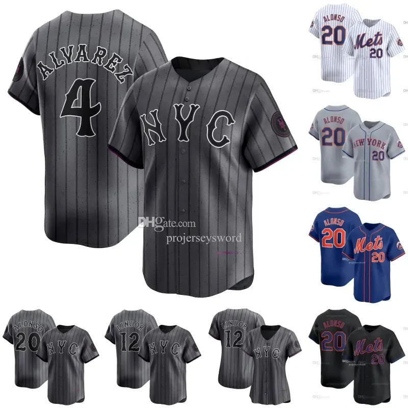 4 Francisco Alvarez NYC 2024 City Connect Mets Jersey Francisco Lindor ...