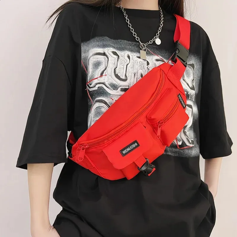 241120 Red Pink Black Punk Hip Hop Crossbody Bag Waterproof Tactical ...